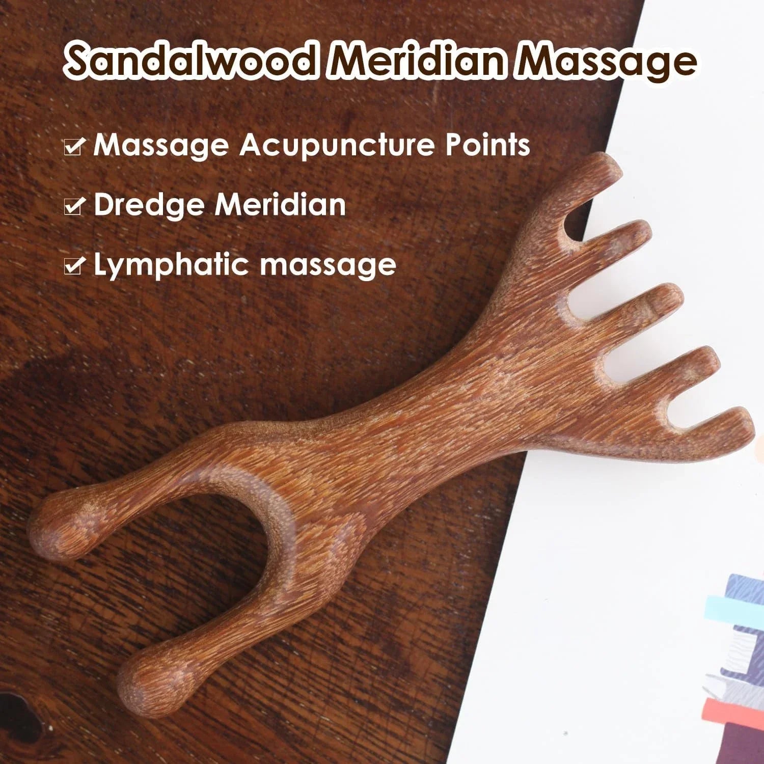 Natural Sandalwood Gua Sha & Back Scratcher – Scalp & Body Tool – G.Blooms